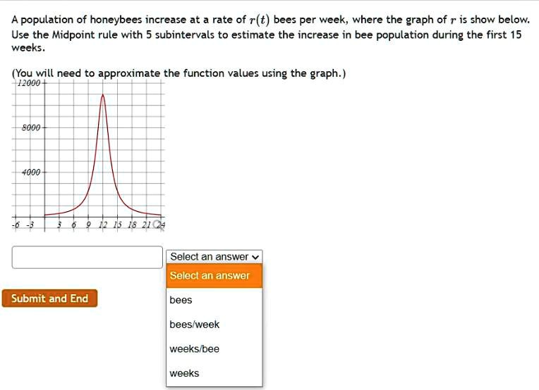 SOLVED: A population of honeybees increases at a rate of r(t) bees per ...
