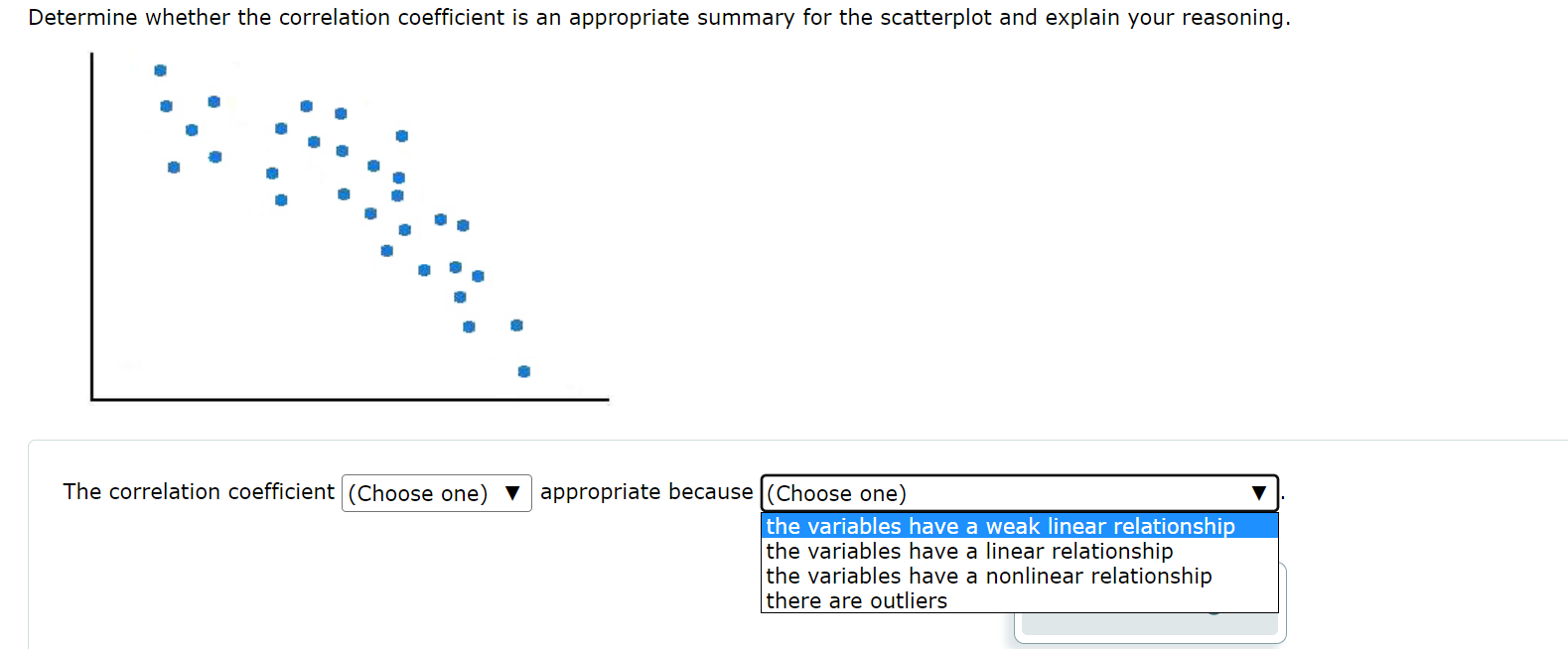 Solved Determine Whether The Correlation Coefficient Is An Appropriate