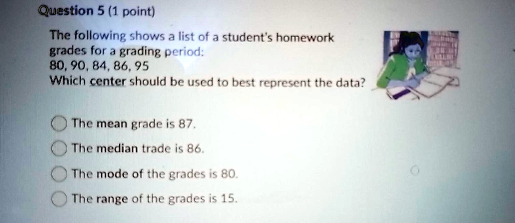 question 5 1 point the following shows a list of a student homework ...