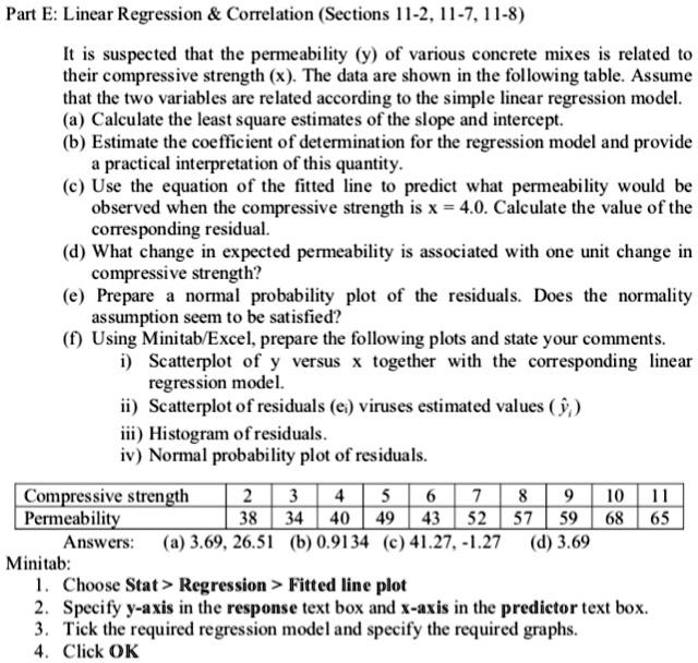 Solved Text Part E Linear Regression Correlation Sections 11 2 11 7 11 8 It Is Suspected