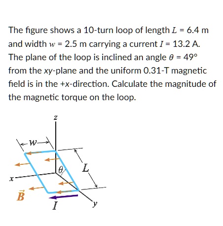 SOLVED: The figure shows a 10-turn loop of length L = 6.4 m and width w ...