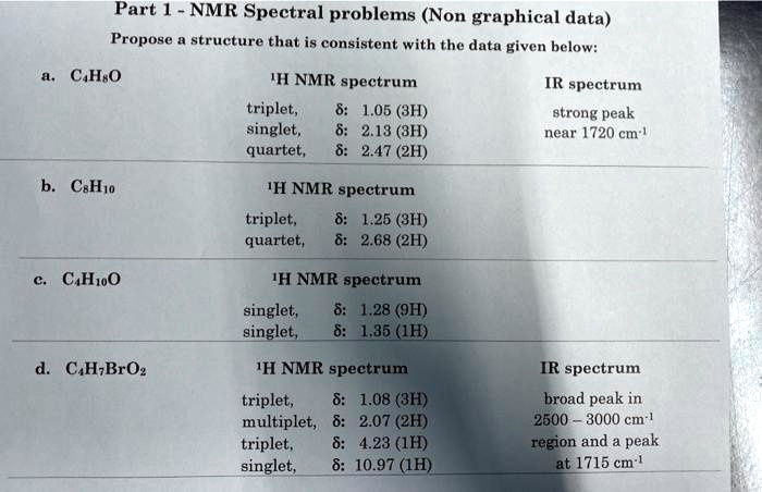 part 1 nmr spectral problems non graphical data proposc structure that ...