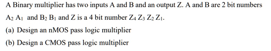 Solved A Binary Multiplier Has Two Inputs A And B And An Output Z A