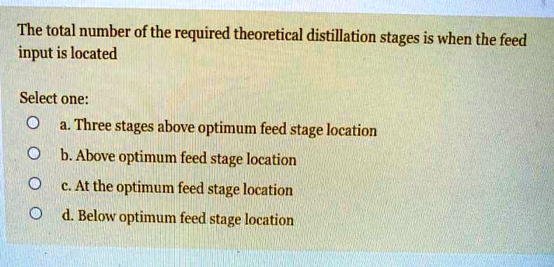 The total number of the required theoretical distillation stages is ...