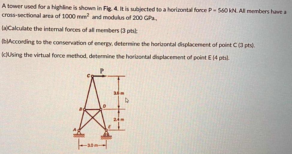 A tower used for a highline is shown in Fig. 4. It is subjected to a ...