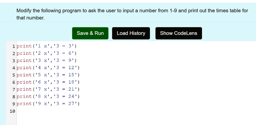 use python and explain what each function is please modify the following program to ask the user ...
