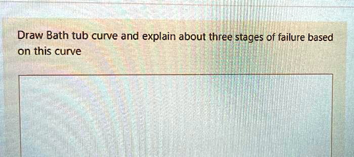 SOLVED: Draw Bath tub curve and explain about three stages of failure ...