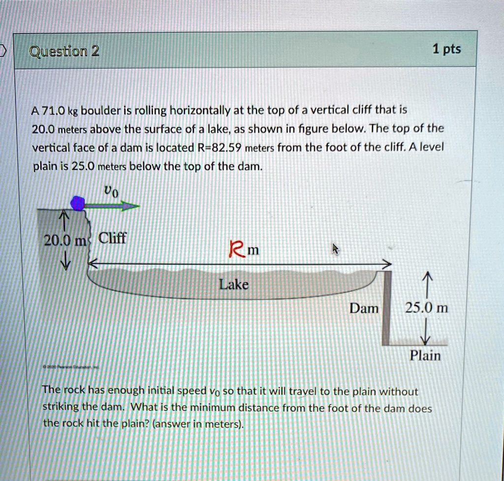 SOLVED: 'Question 2 1 pts A71.0 kg boulder is rolling horizontally at ...