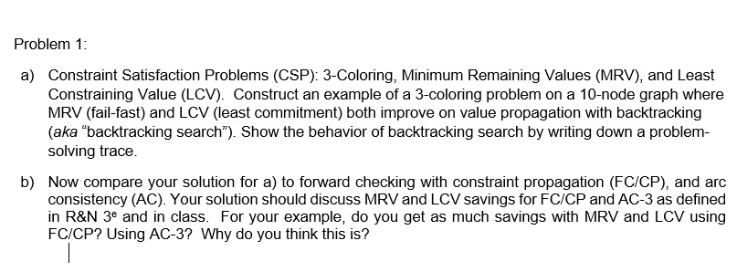 Solved Artificial Intelligence Problem 1 A Constraint Satisfaction Problems Csp 3 Coloring 1944
