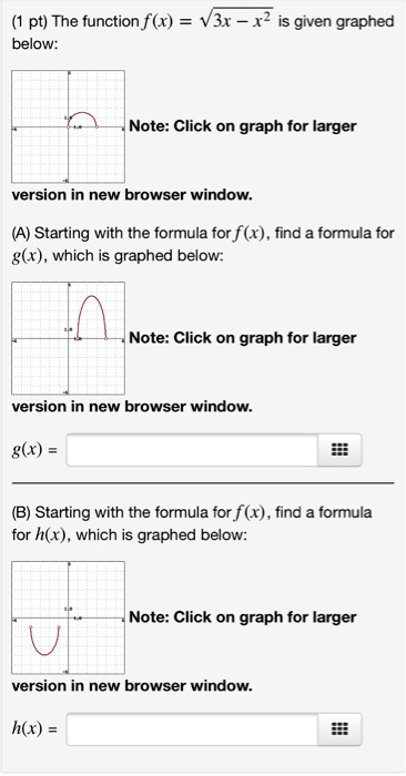 Solved 1 Pt The Function F X V3x R Is Given Graphed Below Note 0808