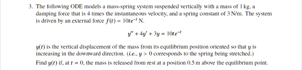 the following ode models mass spring system suspended vertically with a ...