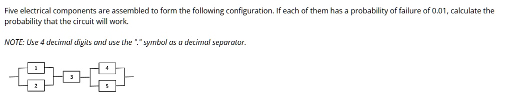 SOLVED: Text: Five electrical components are assembled to form the ...