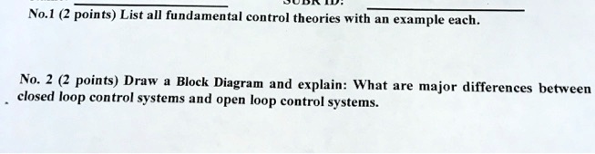 SOLVED: List all fundamental control theories with an example each.