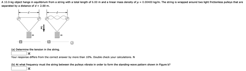 SOLVED: L0k9 object hangs equilibrium from string with separated by distance of 2.00 length of 6 ...
