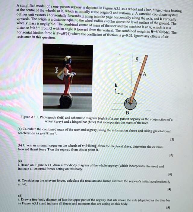 SOLVED: A simplified model of a one-person Segway is depicted in Figure ...