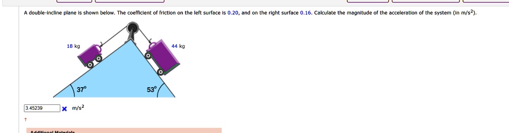 SOLVED: double-incline plane shown below. The coefficient of friction ...