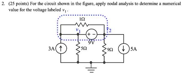 SOLVED: 25 points For the circuit shown in the figure, apply nodal analysis to determine a ...