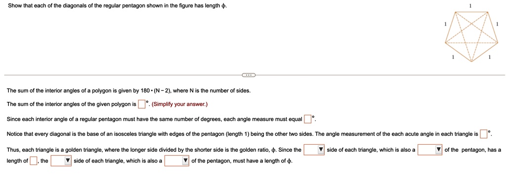 show that each of the diagonals of the regular pentagon shown in the ...