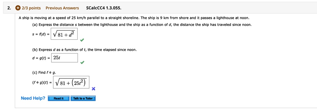 SOLVED: SCalc 1.3.055 A ship is moving at a speed of 25 km/h parallel ...