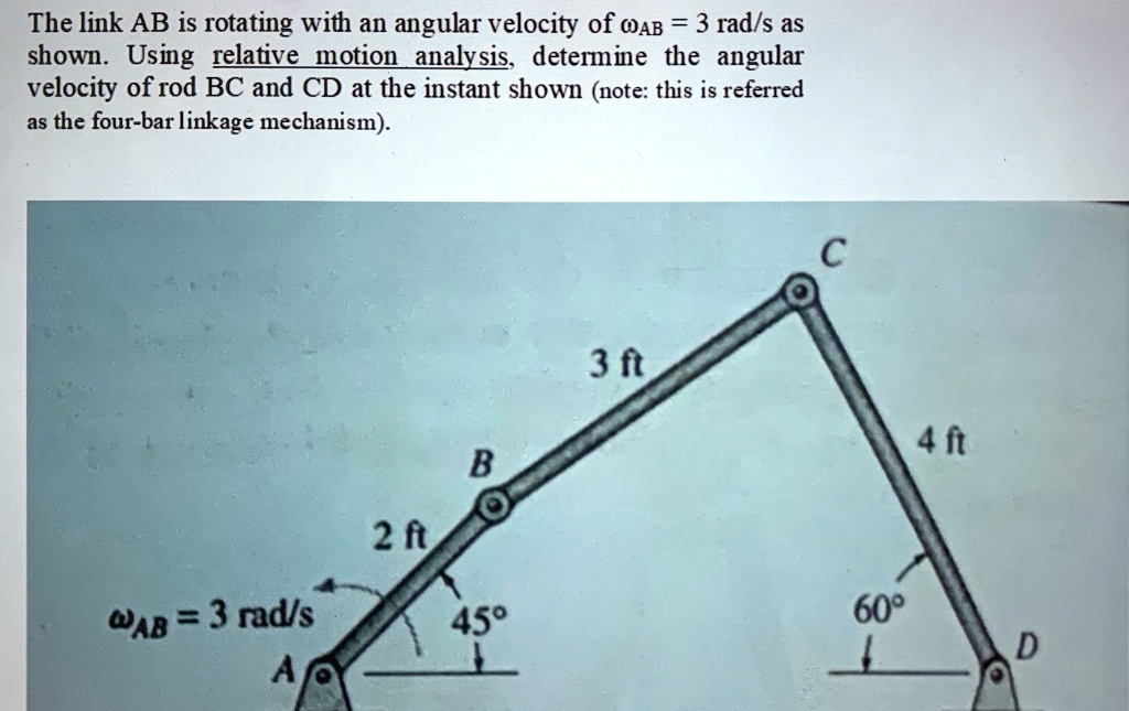 SOLVED: The link AB is rotating with an angular velocity of @AB 3 rad/s as shown: Using relative ...