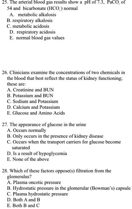 5. The arterial blood gas results show a pH of 7.3, PaCO2 54, and ...
