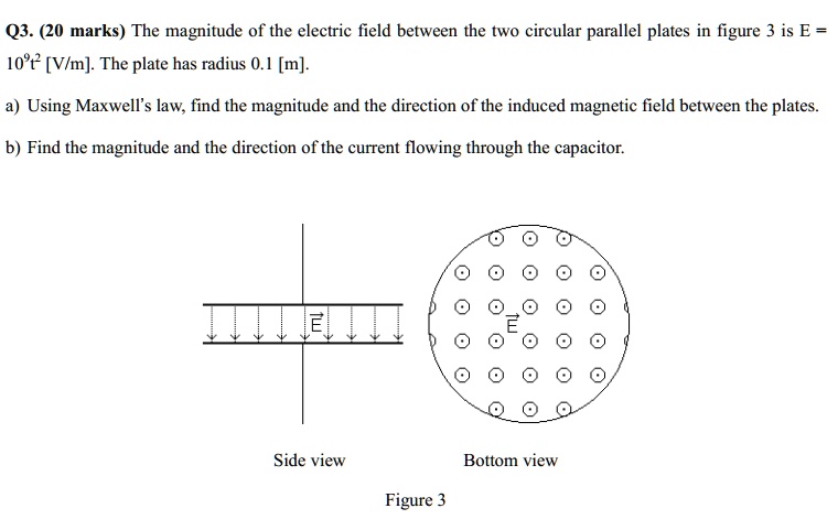 SOLVED: Q3. (20 marks) The magnitude of the electric field between the ...