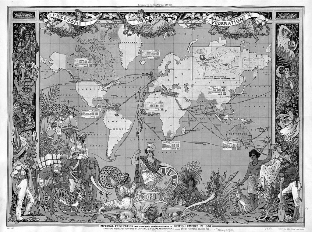 the picture given below shows the map celebrating the british empire ...