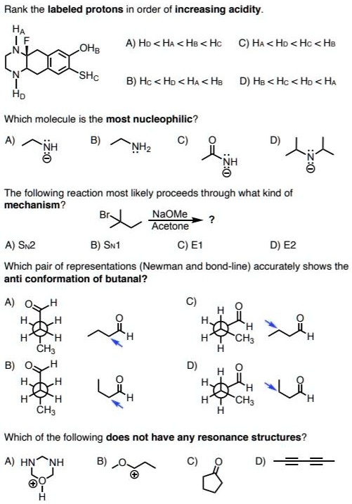 rank the labeled protons in order of increasing acidity a ho ha hb hc c ha ho hc he ohb b hc ho ...