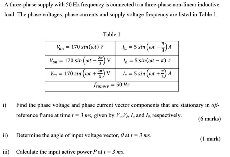 SOLVED: A three-phase supply with a 50 Hz frequency is connected to a ...