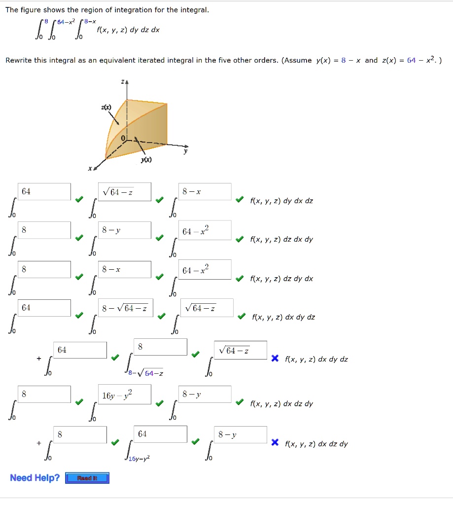 SOLVED: The figure shows the region of integration for the integral. f ...