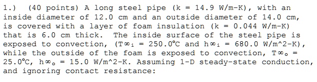 SOLVED: A.) Draw and label a sketch of this system; including known ...