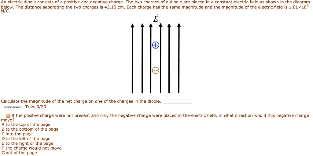 an electric dipole consists of positive and negative charge the two ...