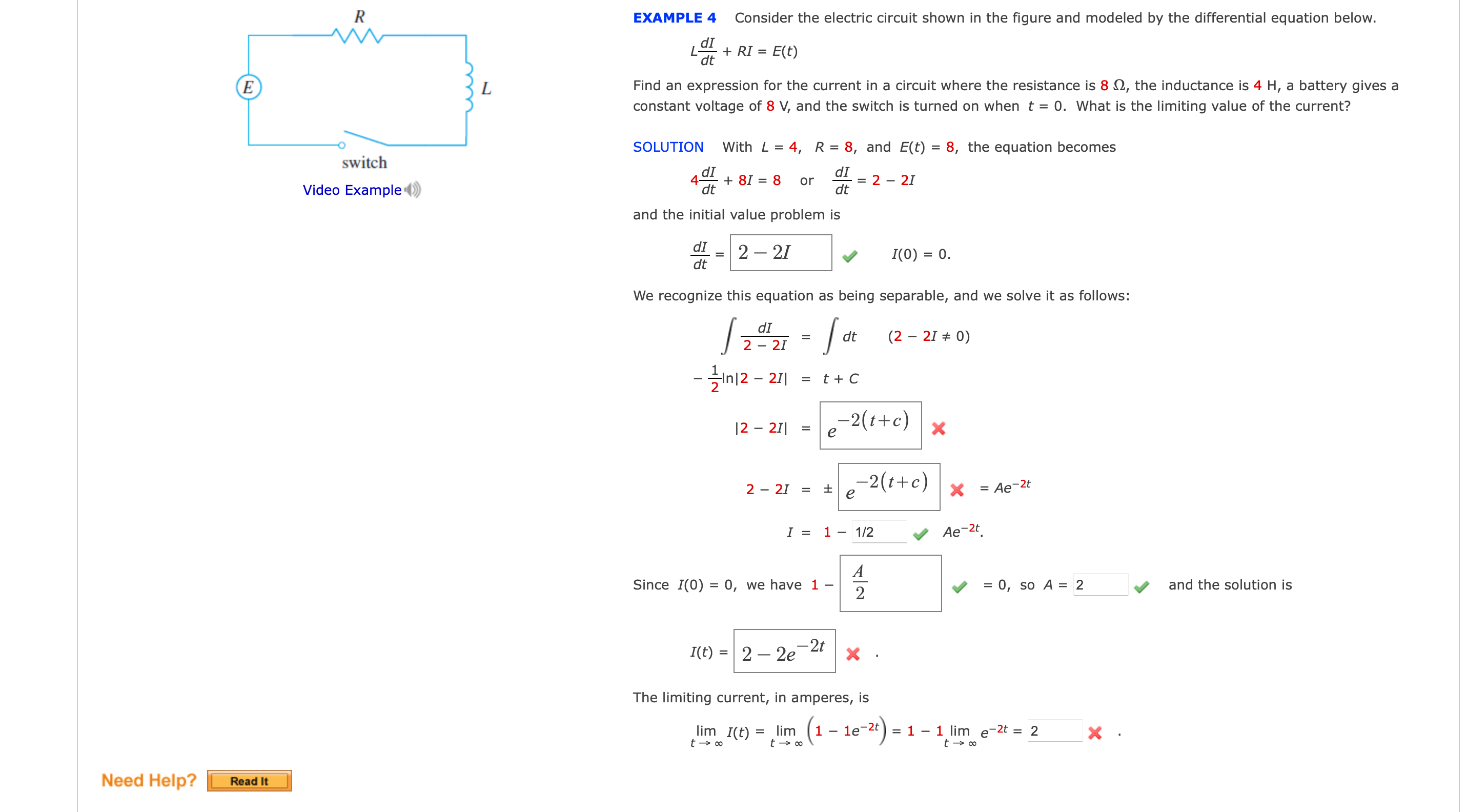 EXAMPLE 4 Consider the electric circuit shown in the figure and modeled ...