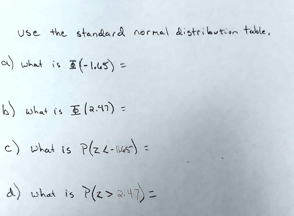 texts use the standard normal distribution table what is e 15 what is ...