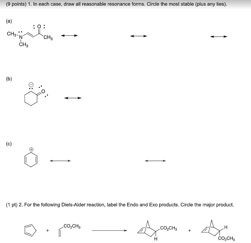 SOLVED: 1. In each case, draw all reasonable resonance forms. Circle ...