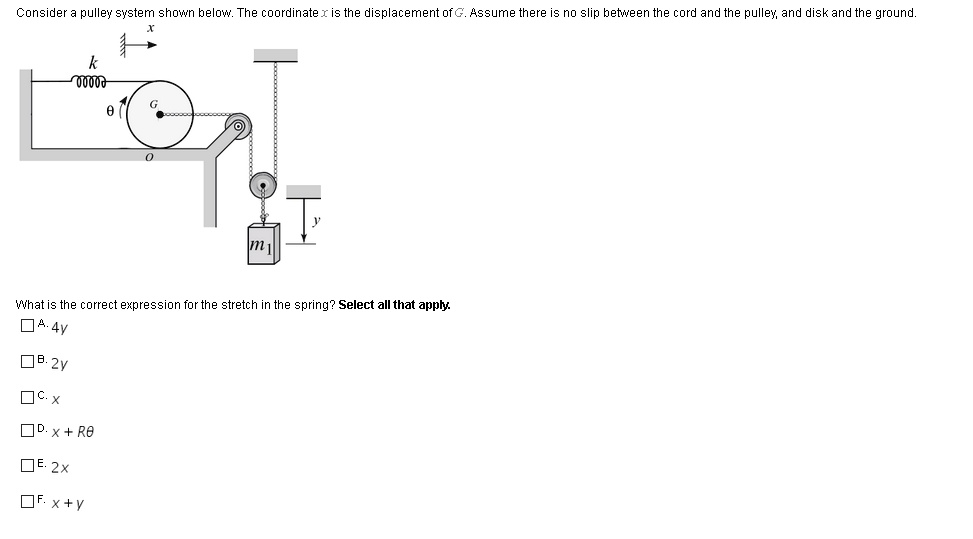 Consider a pulley system shown below. The coordinate x is the ...