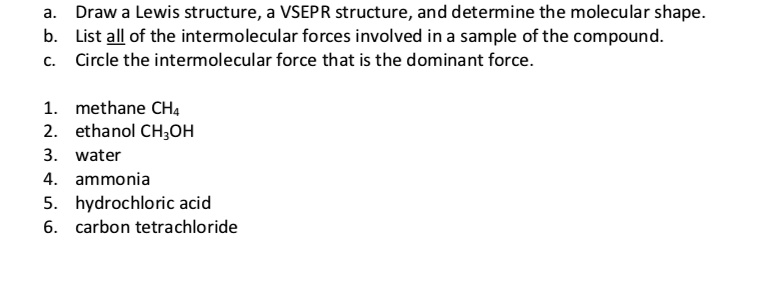 a. Draw a Lewis structure, a VSEPR structure, and determine the ...