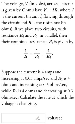 the voltage v in volts across circuic is given by ohms law v ir where ...