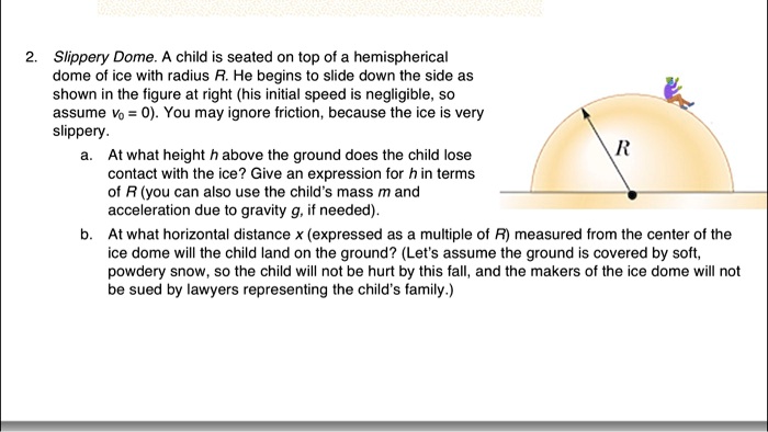 2 slippery domea child is seated on top of a hemispherical dome of ice ...