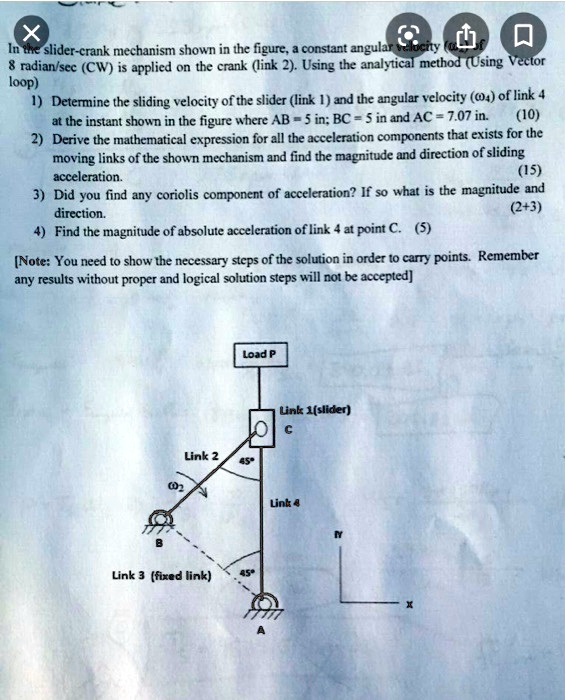 e slider crank mechanism shown in the figure a constant angular loop ...
