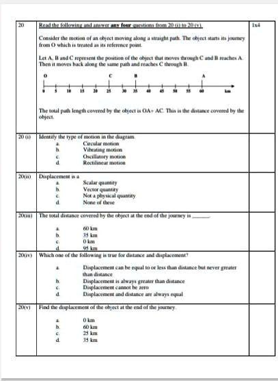 20 Read the following and answer any four questions from 20 (i) to 20 ...