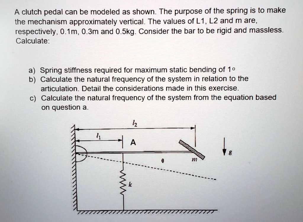 a clutch pedal can be modeled as shown the purpose of the spring is to ...