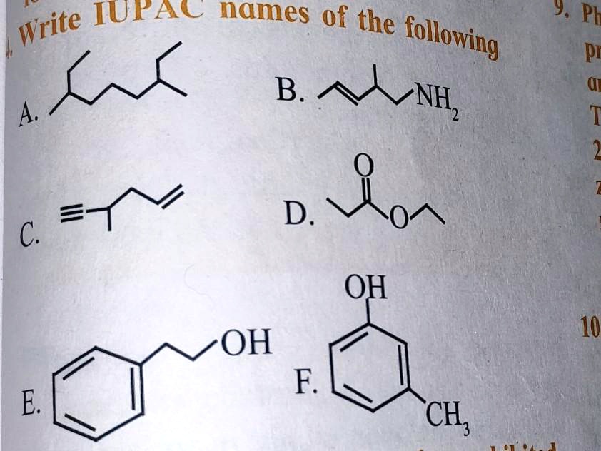 SOLVED: 'write IUPAC NAMES OF THE FOLLOWING' SOLVED: 'write IUPAC NAMES OF THE FOLLOWING'