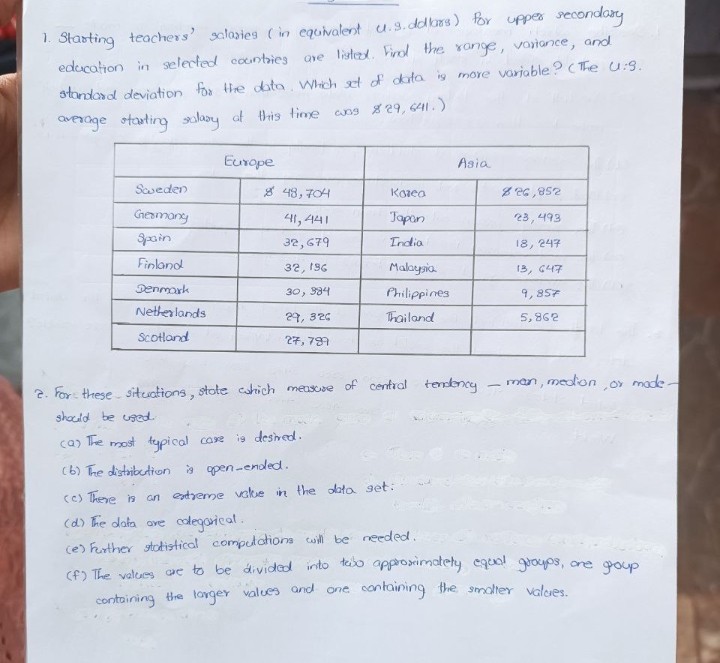 1. Starting teachers' salaries (in equivalent U.S.ddlars) for upper ...
