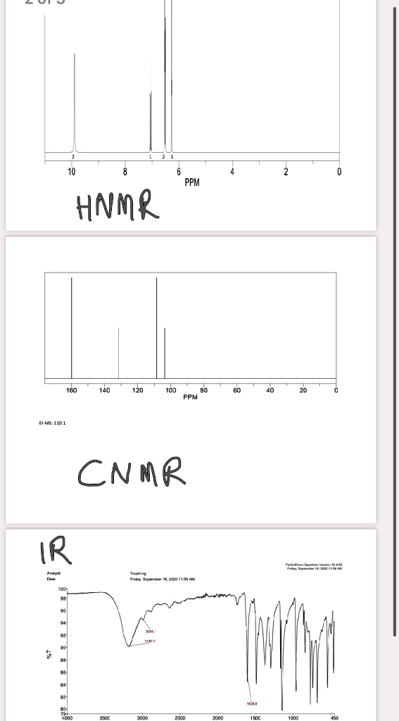 %T EI-MS: 110.1 HNMR CNMR IR