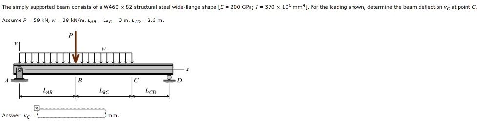 SOLVED: The simply supported beam consists of a W460 82 structural steel wide-flange shape [E ...
