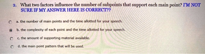 2. What two factors influence the number of subpoints that support each ...