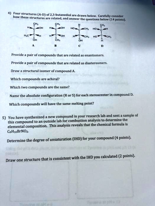 four structures a d 0f 23 butanedio how thcsc are drzwn below carefully ...