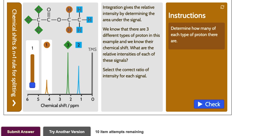 SOLVED: Integration gives the relative intensity by determining the ...