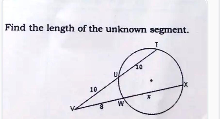 SOLVED: Find the length of the unknown segment.